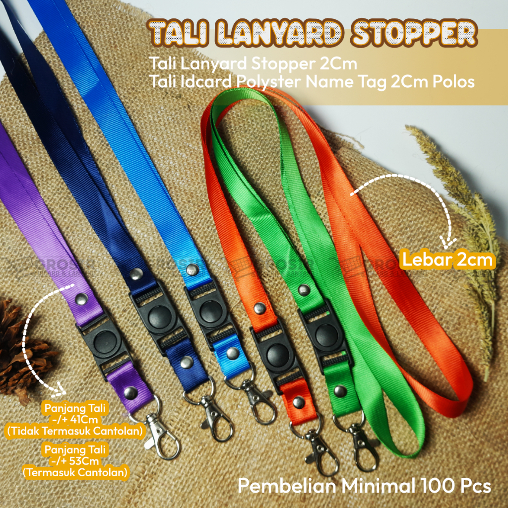 Jual TALI LANYARD STOPER 2cm / Tali LANYARD lebar 2 cm polyster STOPPER ...