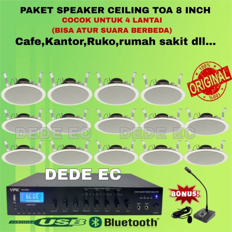Jual Paket Speaker Ceiling Toa 8 inch original 4 zona (bisa atur suara ...
