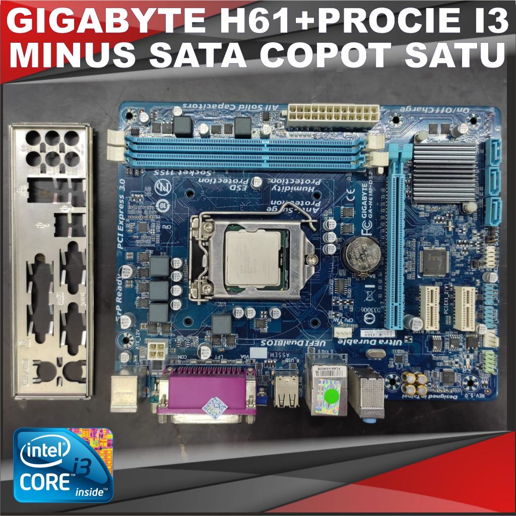 Jual GIGABYTE H61 PROCIE I3 GEN 2 MINUS SATA PORT COPOT 1 | Shopee ...