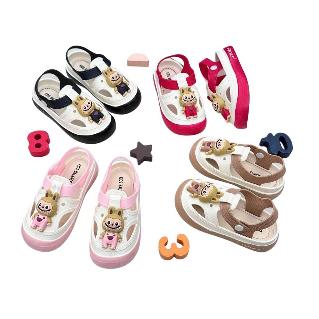 Jual sepatu sandal labubu anak unisex 323 size 24-29 sandal labubu ...