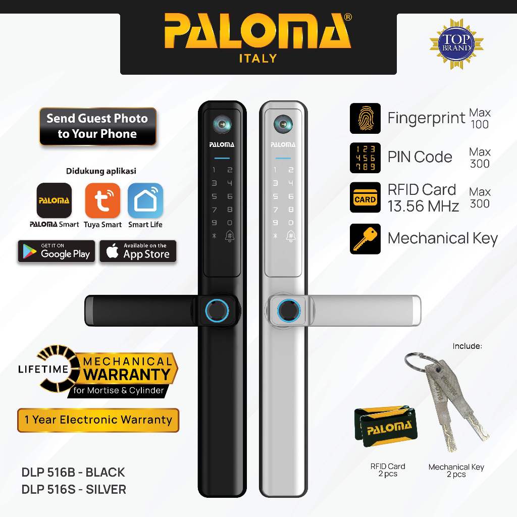 Jual PALOMA Smart Lock Kunci Pintu Digital Slim Door Frame Aluminium ...