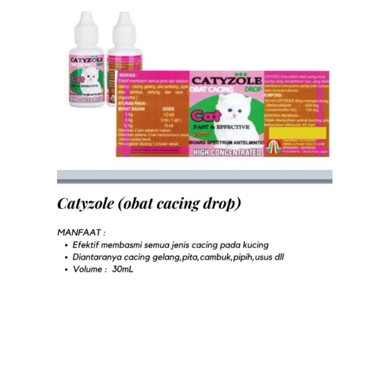 Jual CATYZOLE obat cacing kucing cair 30ml | Shopee Indonesia