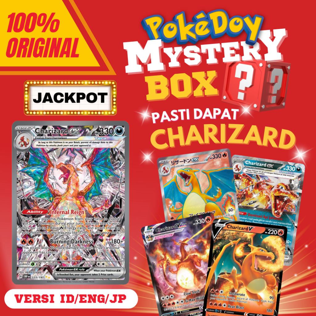 Jual Kartu Pokemon Charizard Mystery Box TCG Card V Ex Vmax SAR SR RR GX Foil Holo Vstar Pack ...