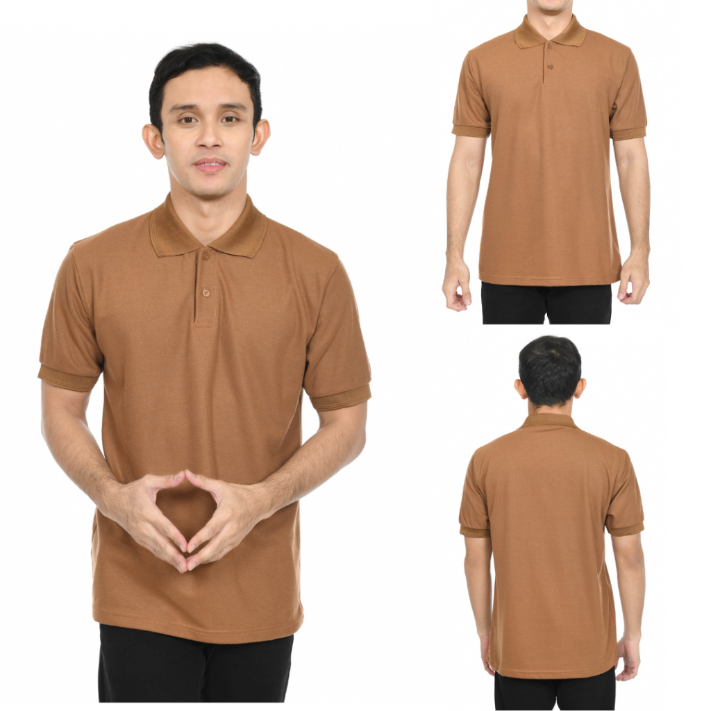 Jual Kaos Polo shirt Kerah Polos Warna Coklat Muda / Kaos Berkerah / Kaos Polo Coklat Muda ...