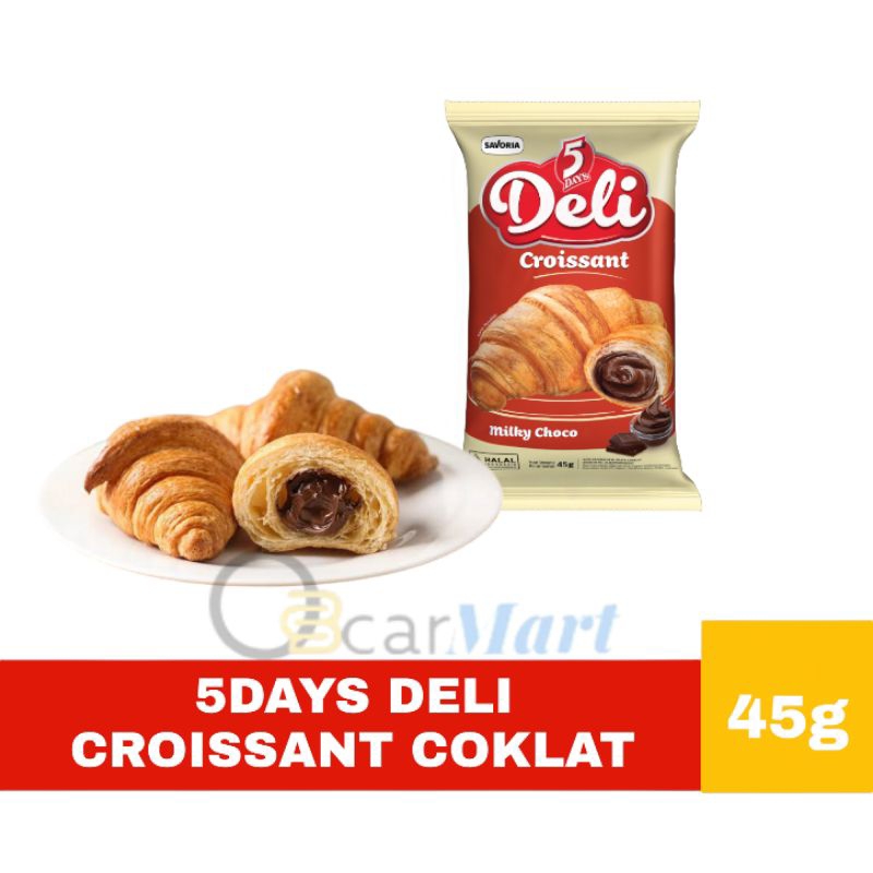 Jual 5 DAYS DELI Roti Croissant Cokelat 45g Satuan | Shopee Indonesia