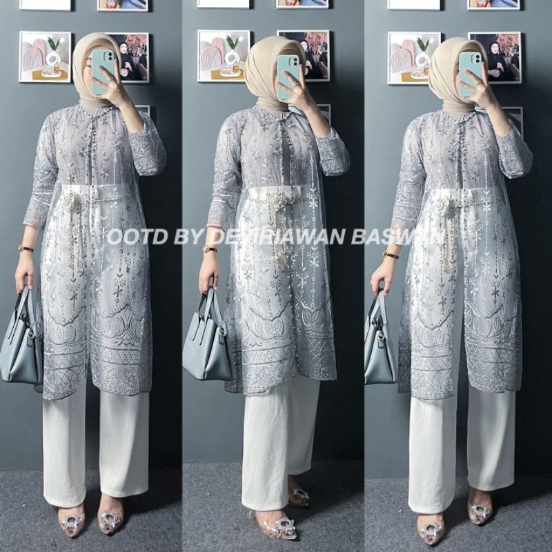 Jual Outer Cleo Brukat Etnik Sapto / Outer Brokat Full Payet / Tunik ...
