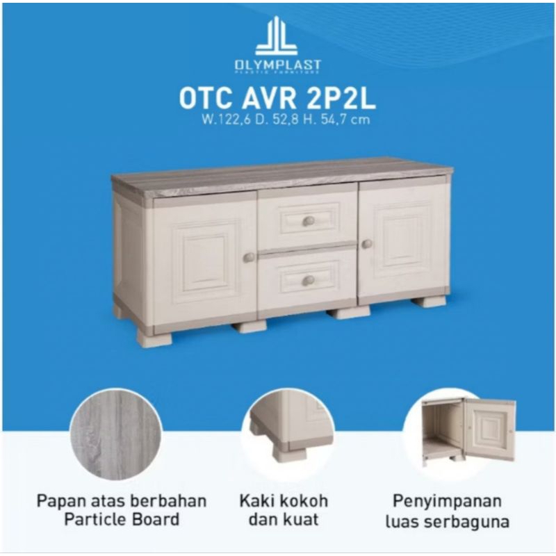 Jual Meja TV Buffet TV Rak Serbaguna - Olymplast OTV AVR 2 Pintu 2 LACI | Shopee Indonesia