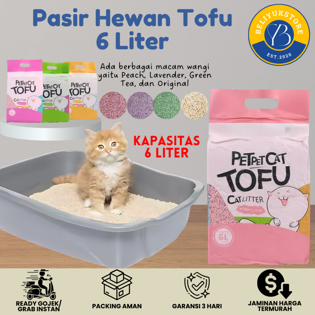 Jual Pasir Hewan Tofu 6 Liter Anjing Kucing / Pasir Gumpal Kucing ...