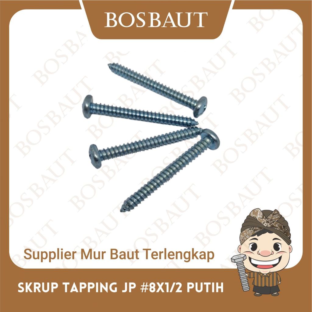Jual Skrup Tapping JF Ukuran #8 x 1/2 PUTIH (ISI 10 PCS) | Shopee Indonesia
