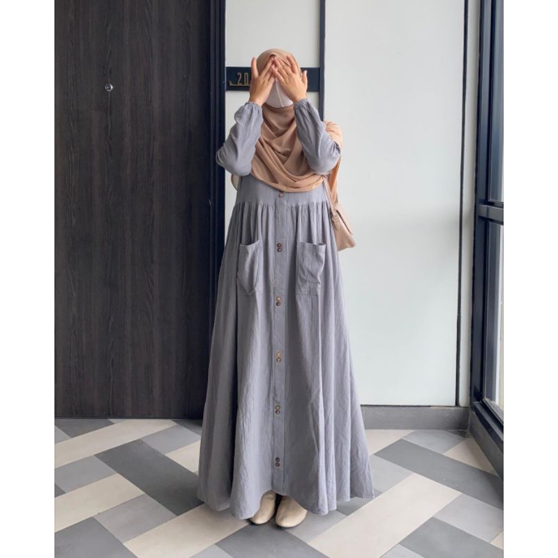Jual Zee Dress Wanita Muslim bahan Linen Rami Premium Dress busui ...