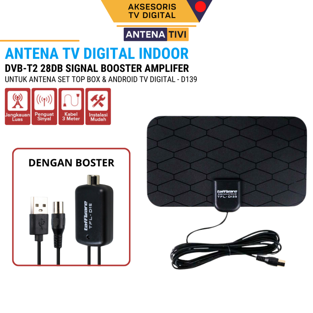Jual Antena Android TV Digital Indoor TFL D139 dengan Boster Penguat ...
