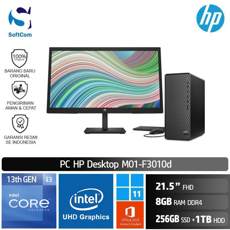 Jual HP PC Desktop M01 F3010d i3 13100/8GB/256GB SSD+1TB HDD/21.5" FHD/W11+OHS | Shopee Indonesia