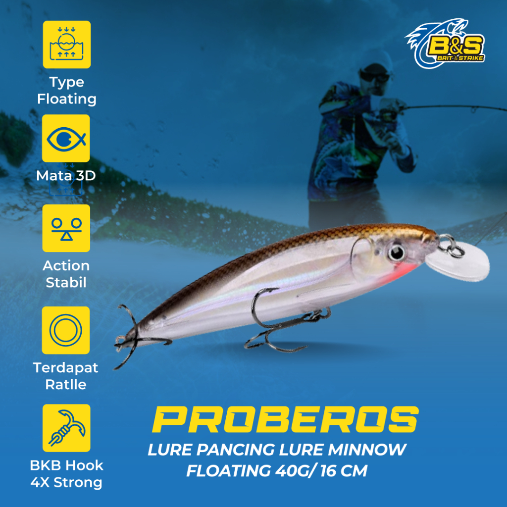 Jual PROBEROS Umpan Pancing Lure Minnow Floating 40G / 16CM MN056 ...
