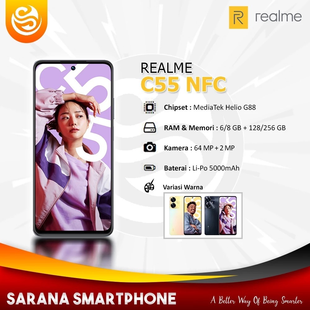 Jual Realme C55 RAM 6GB+6GB/128GB 8GB+8GB/256GB 64MP AI Camera Dynamic RAM 33W SUPERVOOC Charge ...