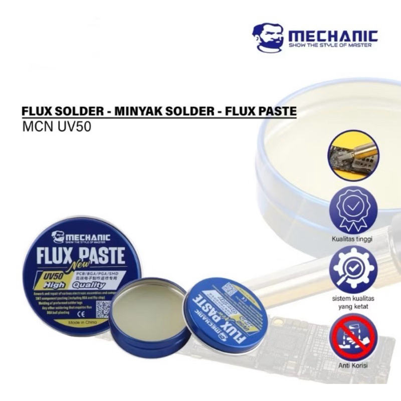 Jual FLUX MECHANIC MCN-UV50 / FLUX BGA SMD MCN UV-50 40Gram Pasta Solder Minyak Solder Mechanic ...