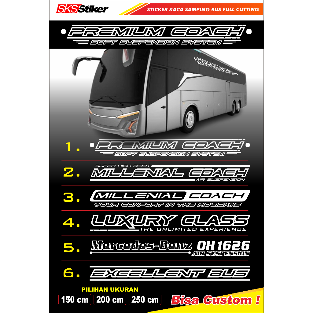 Jual STICKER STIKER DECAL DECALS KACA BUS PREMIUM COACH AIR SUSPENSION ...