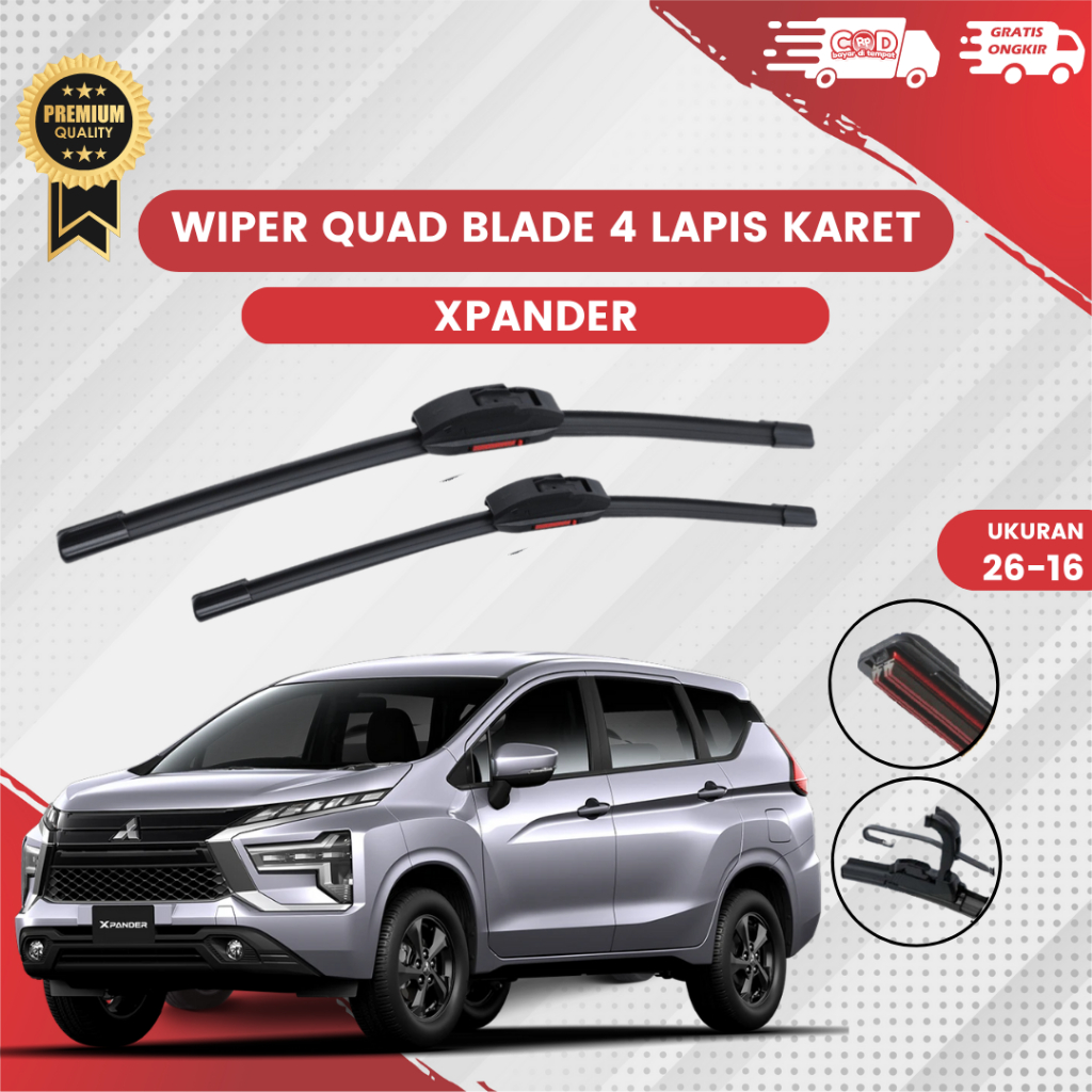 Jual Wiper Quad Blade 4 Lapis Karet untuk Xpander Ukuran 26-16 Inci | Shopee Indonesia