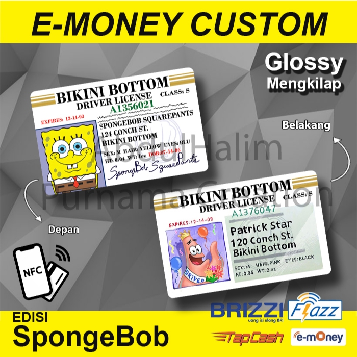 Jual Emoney Flazz Brizzi Tapcash E-Money Custom Edisi Driver License ...