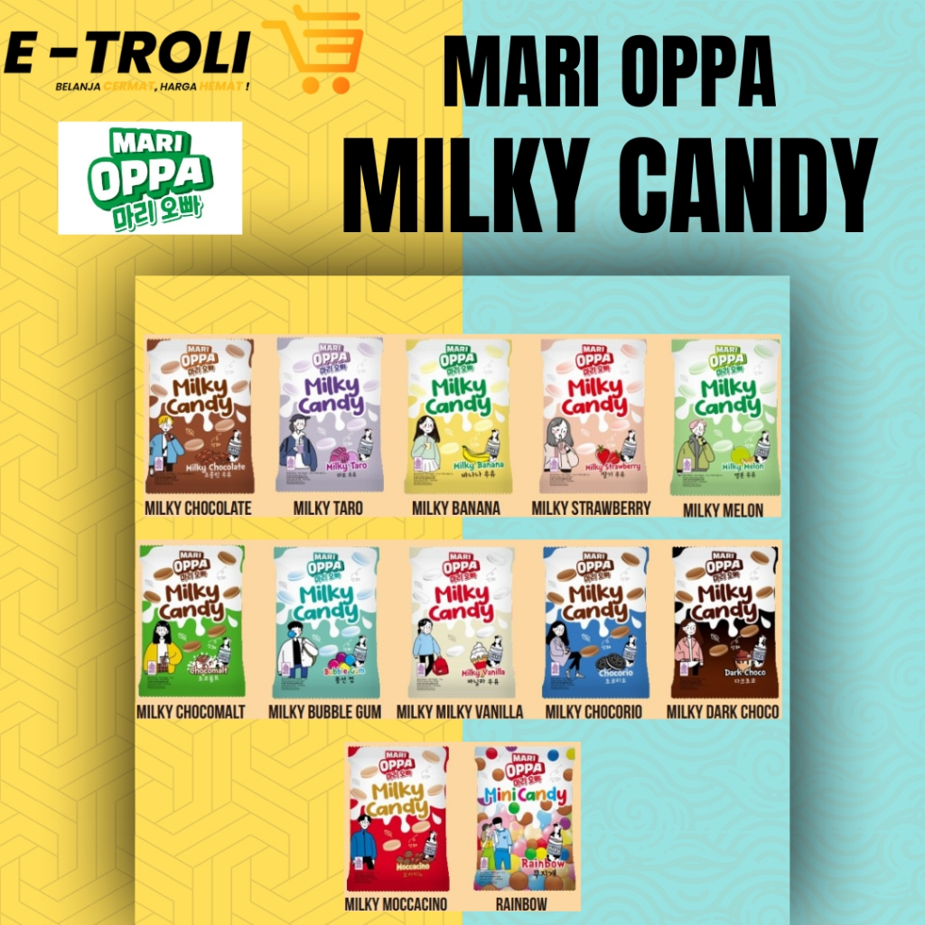 Jual MILKY CANDY MARI OPPA BERBAGAI RASA 1 RENTENG ISI 10BKS PERMEN ...