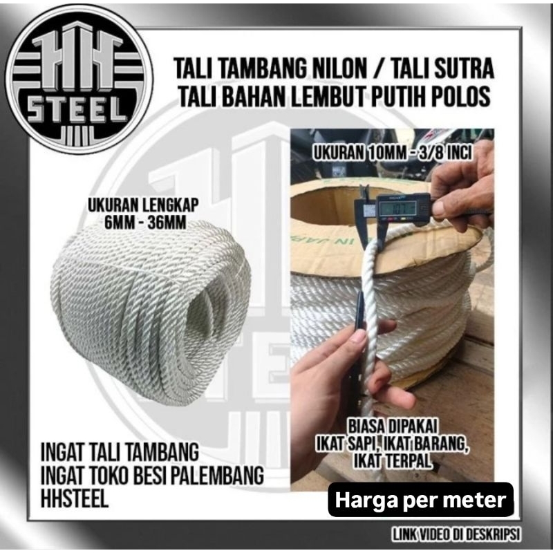 Jual TALI NILON SUTRA PUTIH POLOS LEMBUT 10 MM HARGA PER METER | Shopee ...