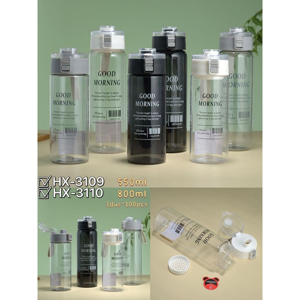 Jual Botol Minum Good Morning Transparan Bening Estetik Botol Air Minum ...