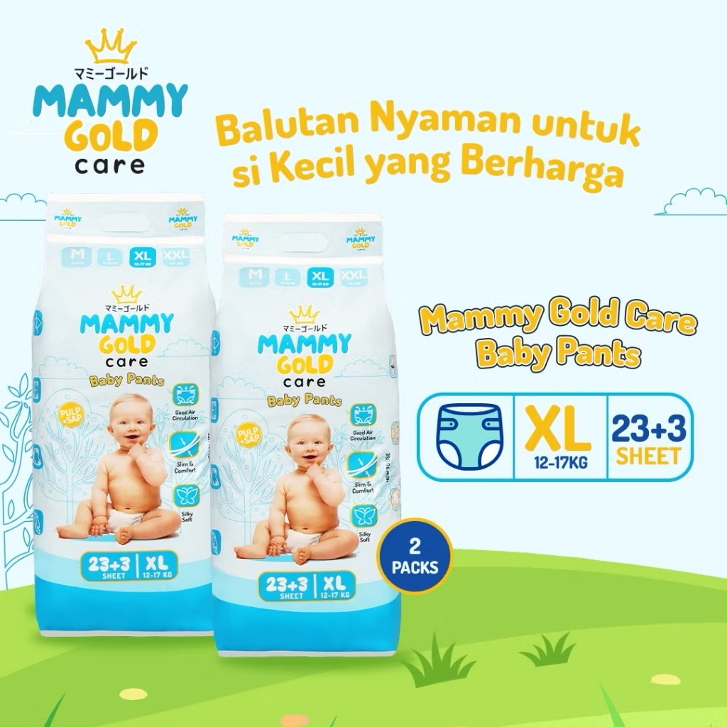 Jual Mammy Gold Care Baby Diapers Pants Size XL26 23+3 - 2 Packs ...