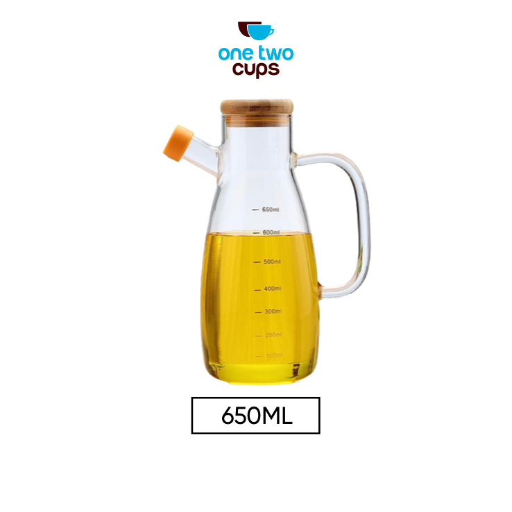 Jual One Two Cups Botol Minyak Kaca Glass Oil Bottle Fat Shape 650ml | Shopee Indonesia