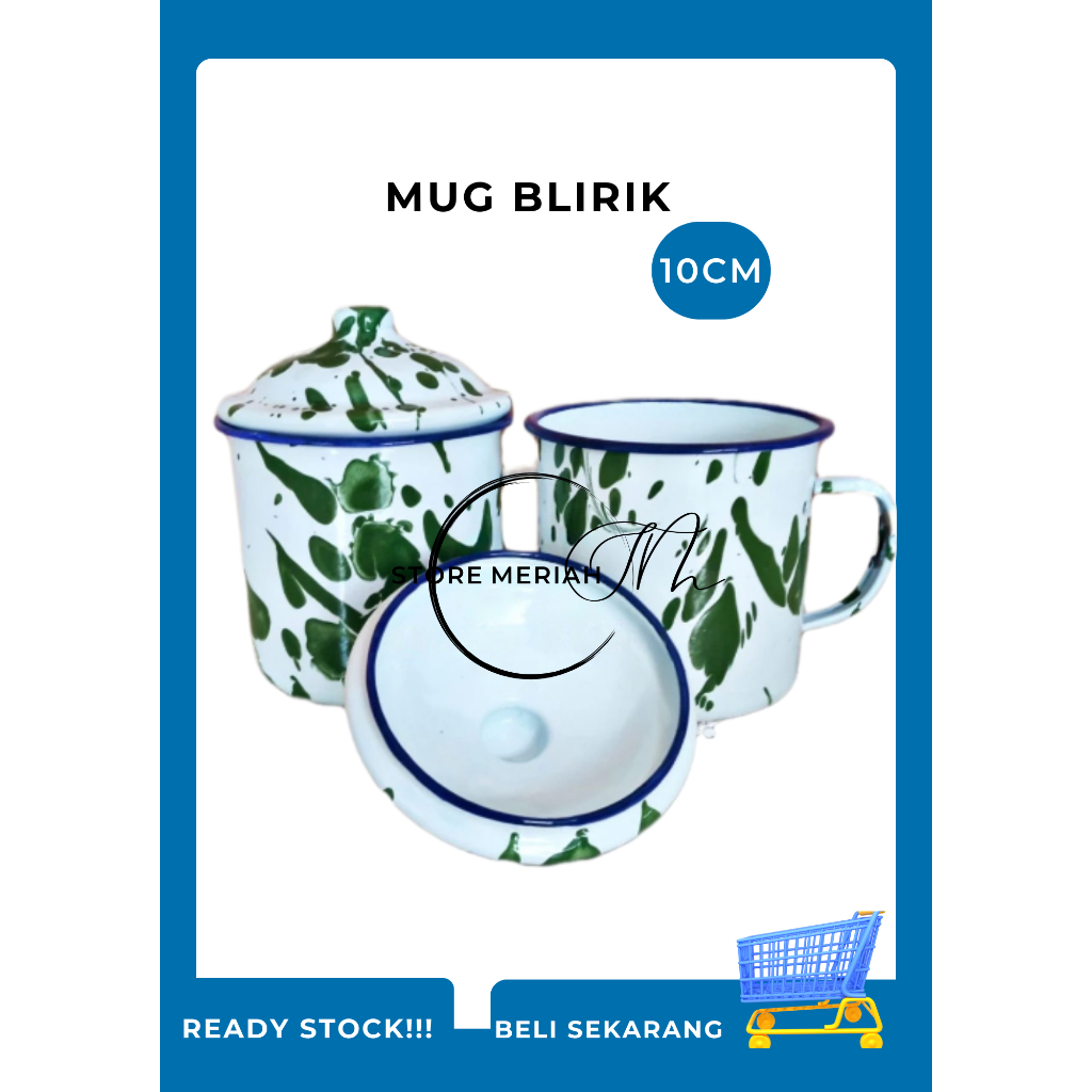 Jual SM MUG BLIRIK JADUL ENAMEL 10 CM + TUTUP / MUG MOTIF BLIRIK JADUL ...