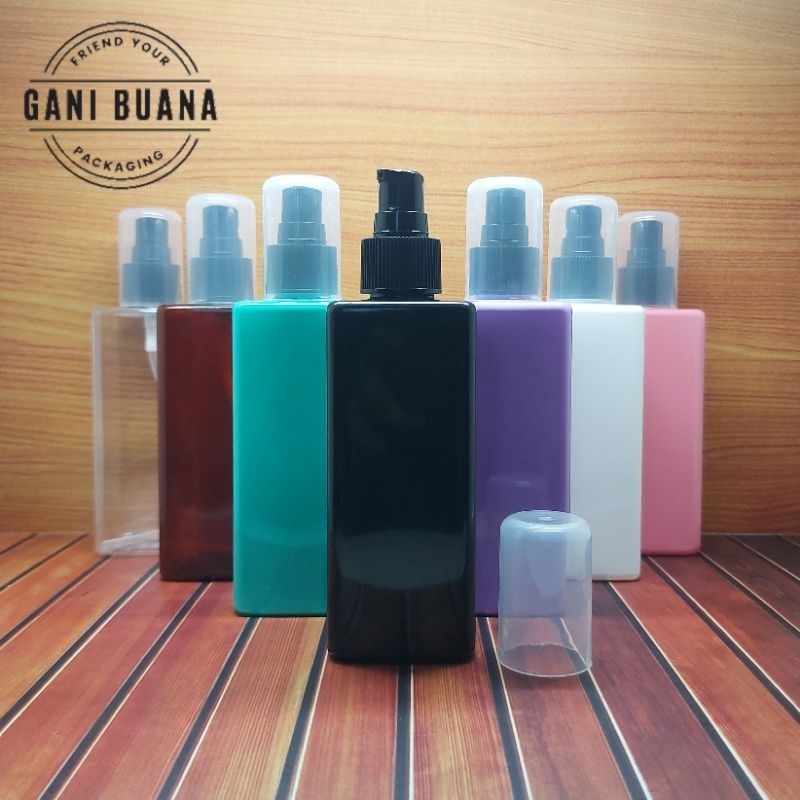 Jual BOTOL PUMP TREATMENT 250ML KOTAK VARIAN WARNA TUTUP PUMP TREATMENT FULL CAP HITAM / BOTOL ...