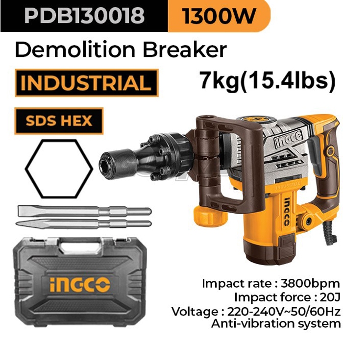 Jual Mesin Bor Demolition Breaker Hammer 7kg PDB130018 INGCO | Shopee ...