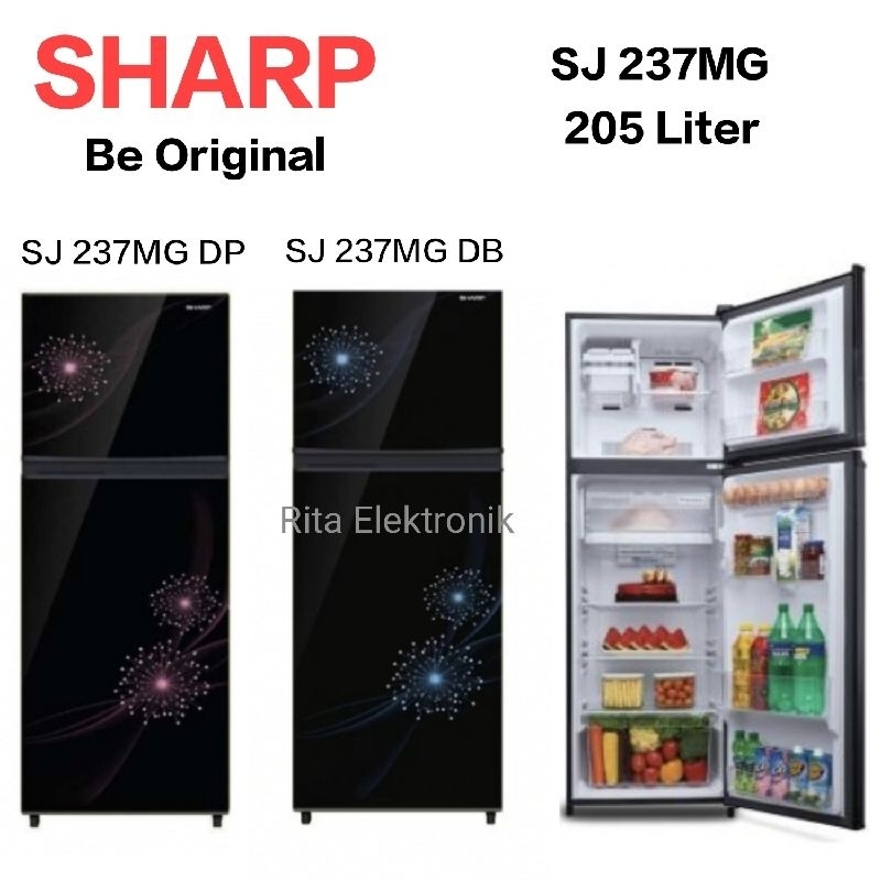 Jual Kulkas Dua Pintu Sharp SJ-237MG 205 Liter Shine Series | Shopee ...