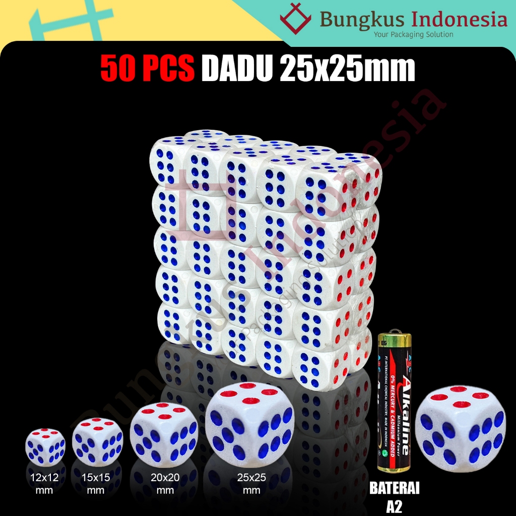 Jual 50pcs Dadu 25x25mm / Dice / Dadu Board Game | Shopee Indonesia