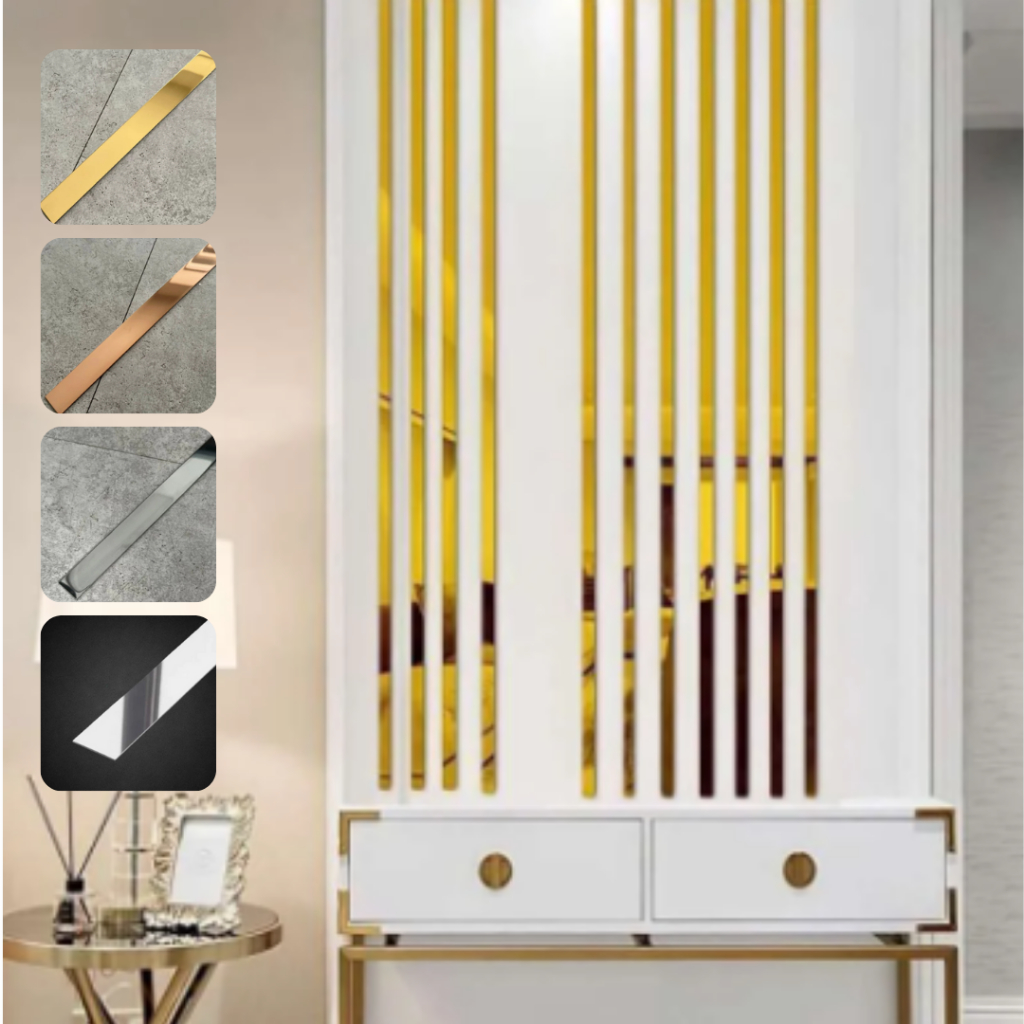 Jual LIST STAINLESS GOLD UKURAN TERLENGKAP | List plat strip mirror ...