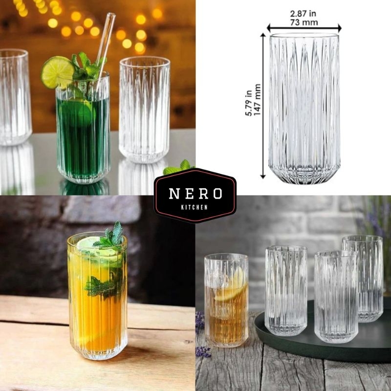 Jual Gelas Long Stripped 360ml / Gelas Cocktail / Gelas Jus / Gelas ...