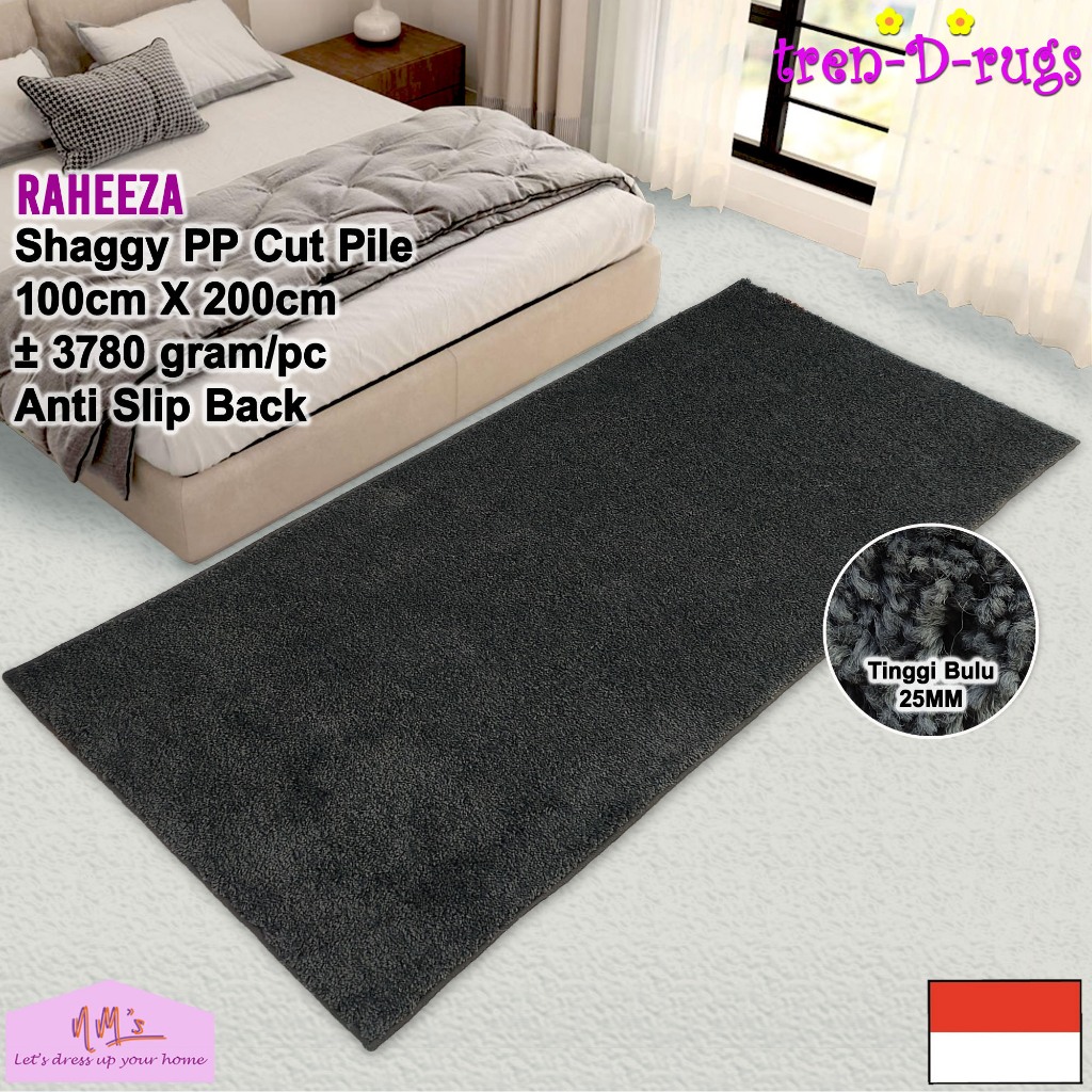 Jual Tren-D-rugs Karpet shaggy polos modern estetik 100 cm x 200 cm ...
