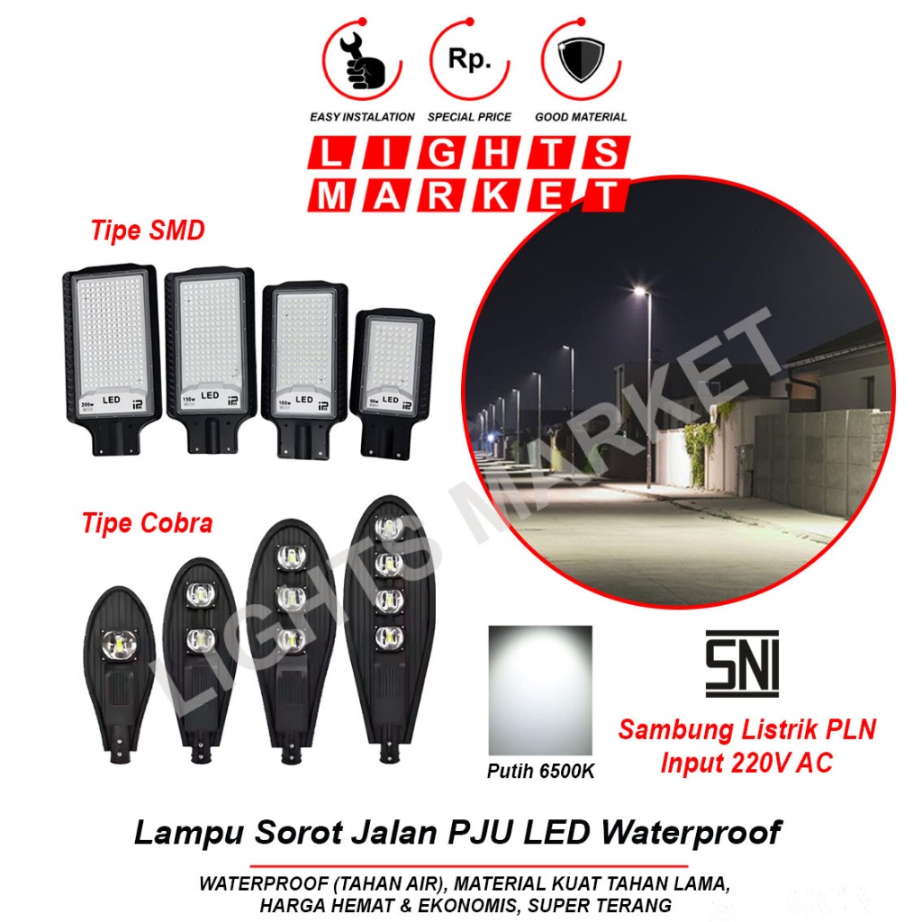 Jual Lampu LED Jalan 50W 100W 150W 200W - PJU Cobra, SMD Terang ...