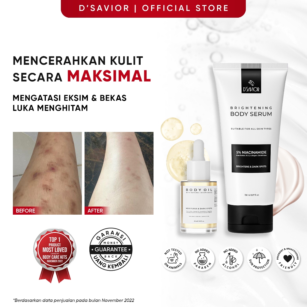 Jual D'SAVIOR paket Dark Spot Solution | Brightening Body serum + Body ...