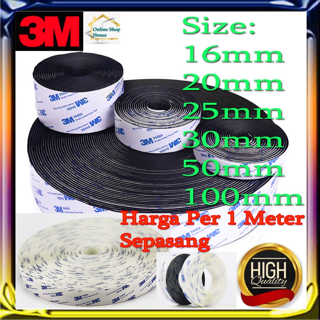 Jual Velcro Hook And Loop 3M 9448A Lem Pita Perekat Adhesive Double ...