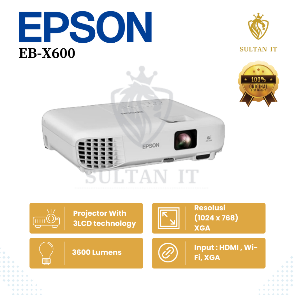 Jual Epson EB X600 Projektor Brightnes 3600 Lumens Original / Epson Projektor EB X600 Original ...