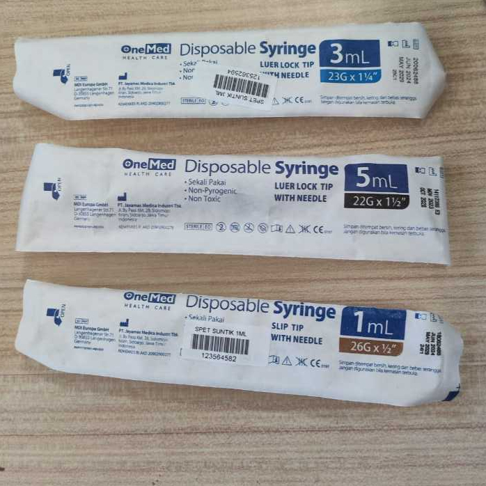Jual ONEMED Disposable Syringe Spuit Spet Suntikan 5ml 3ml 1ml Ecer | Shopee Indonesia