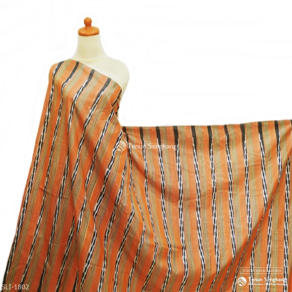 Jual Kain Tenun Lurik Ikat Sutra Grade 1A Asli Bugis Makassar - Jingga ...