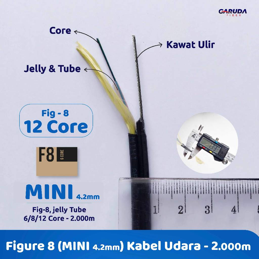 Jual (FAVORITE BACKBONE)Figure 8 (MINI 4,2mm) Kabel Udara 12 Core / G652D - 2.000meter GARUDA ...