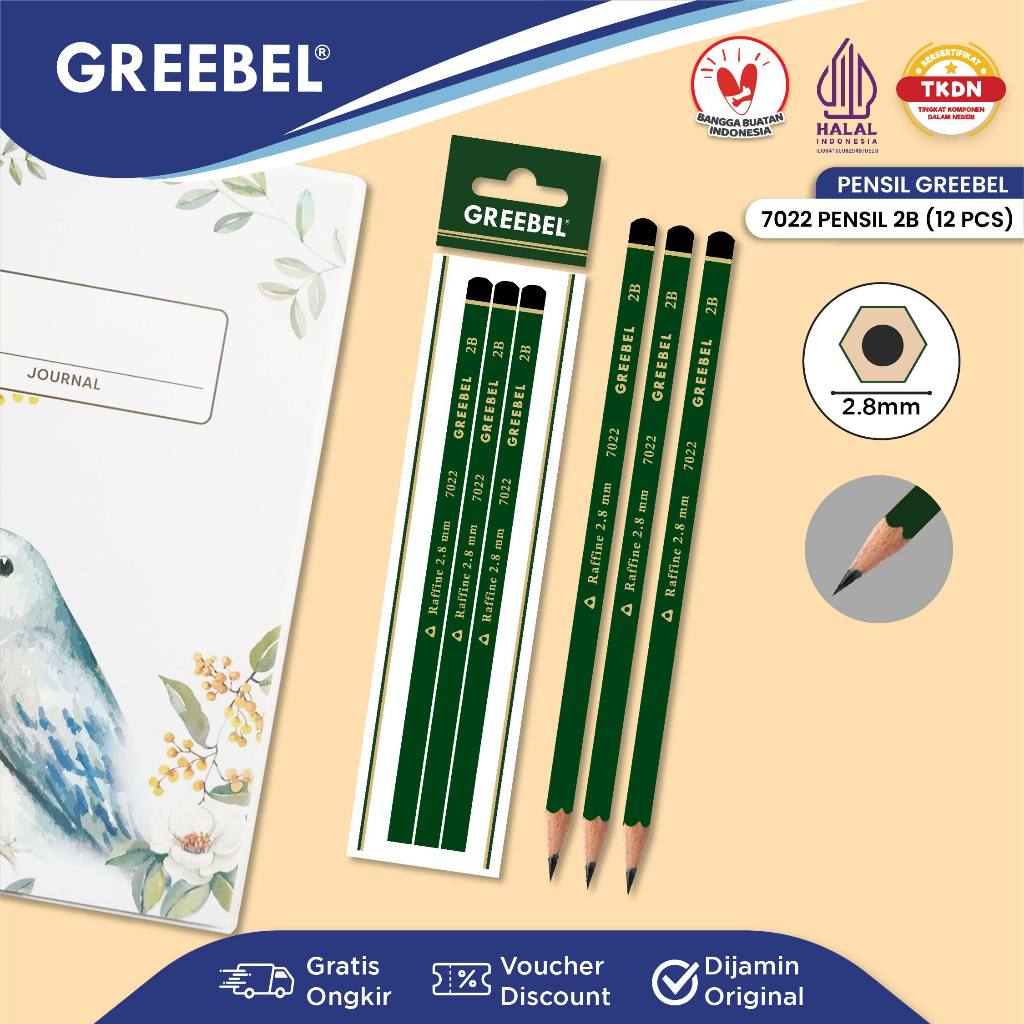 Jual GREEBEL Pensil Tulis 2B 7022 (3PCS/SET) Pensil Kayu Ujian / Pencil ...