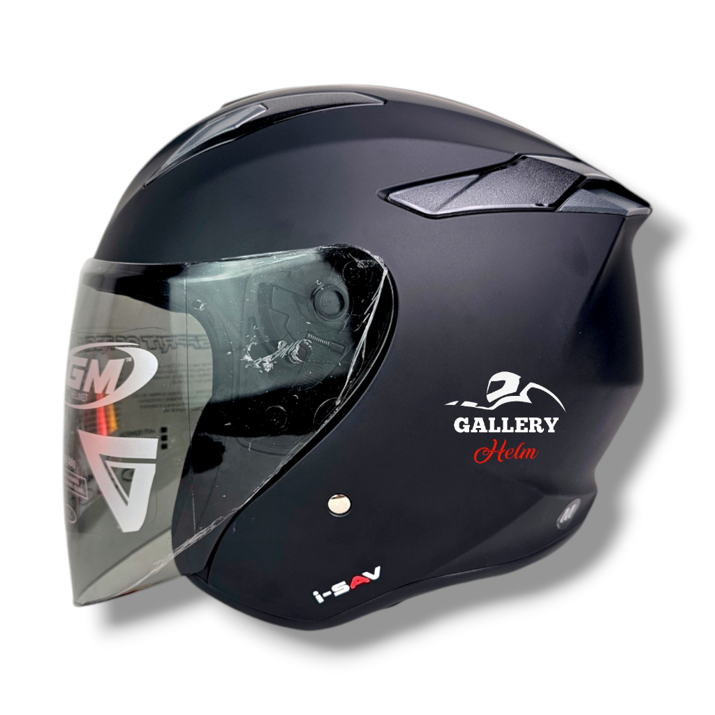 Jual Helm Gm King Fighter Solid Black Doff Helm Half Face Sni | Shopee Indonesia