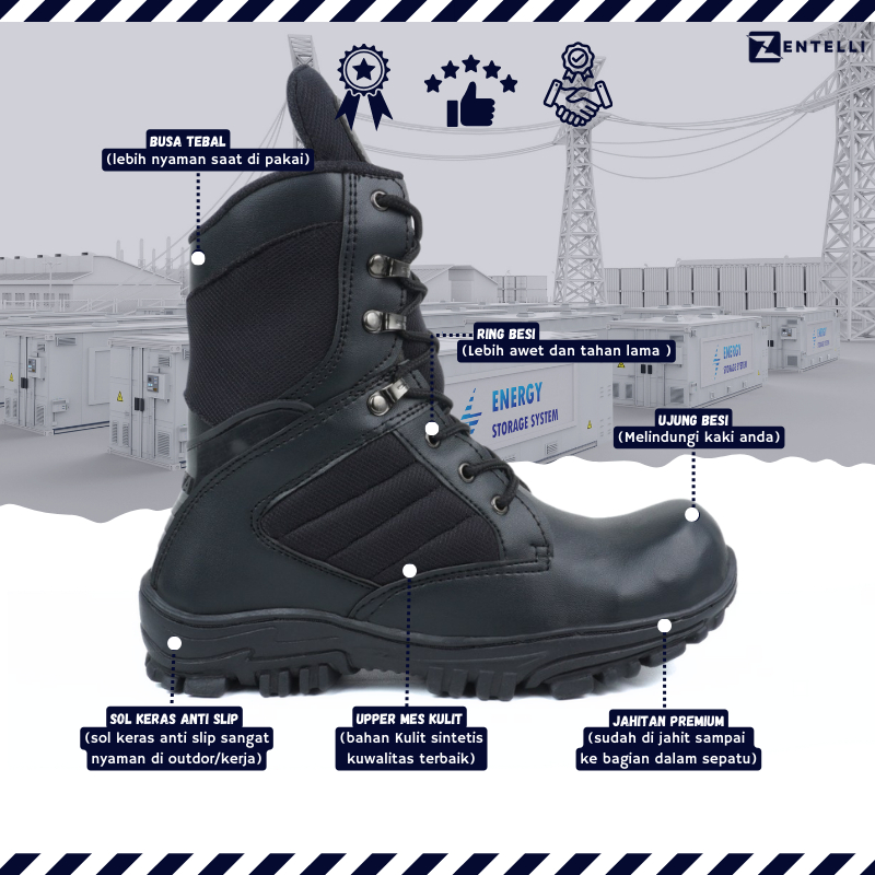 Jual Sepatu Safety Pria Boots PDL Safety Pria UJung Besi Tactical ...