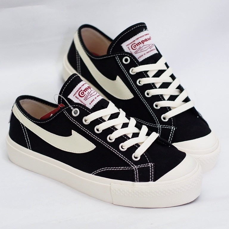 Jual Sepatu Compass Gazelle Low Black White sepatu sneakers compas ...