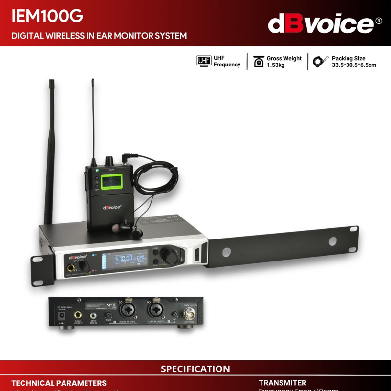 Jual Ear Monitor Wireless Dbvoice IEM 100 G Original Digital Wireless ...