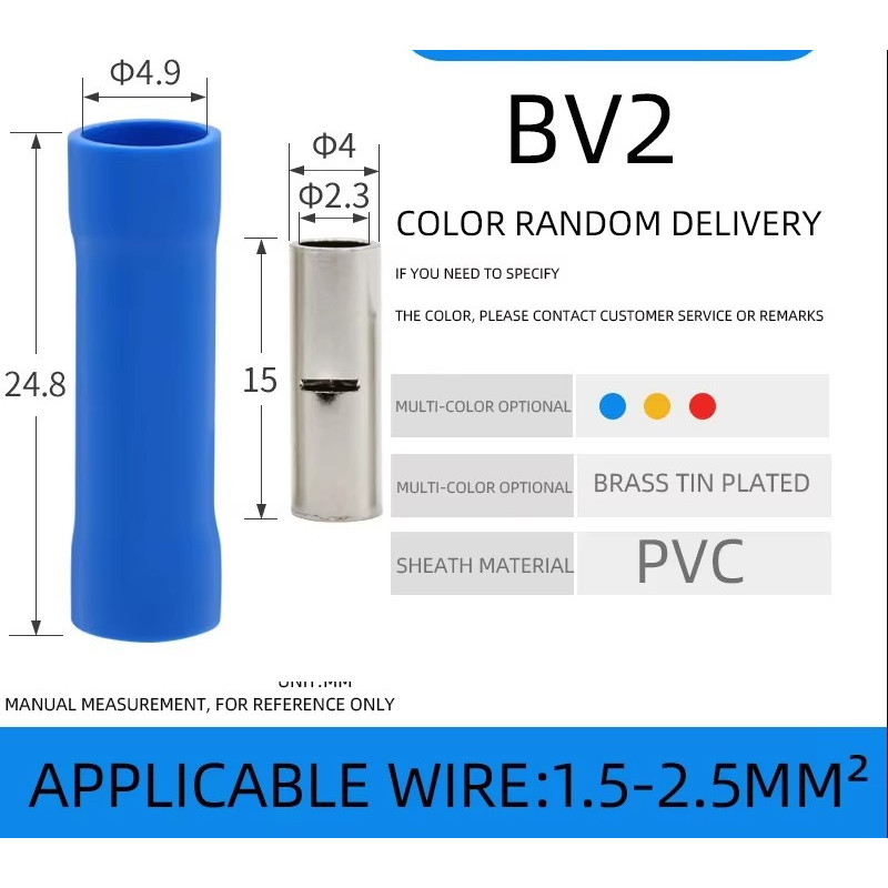 Jual Terminal Kabel Konektor Sambungan Kabel Tang Press Crimp Plug BV2 ...