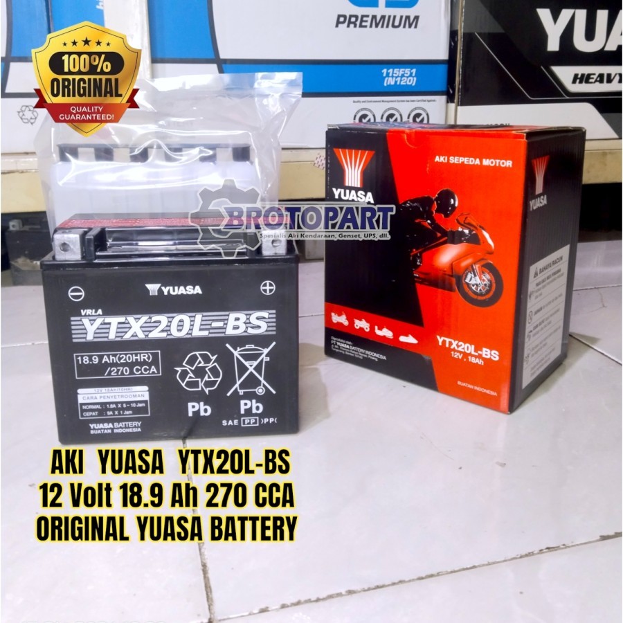 Jual Aki Motor Yuasa YTX20L BS MF Accu kering 12v 18.9Ah Original Yuasa | Shopee Indonesia