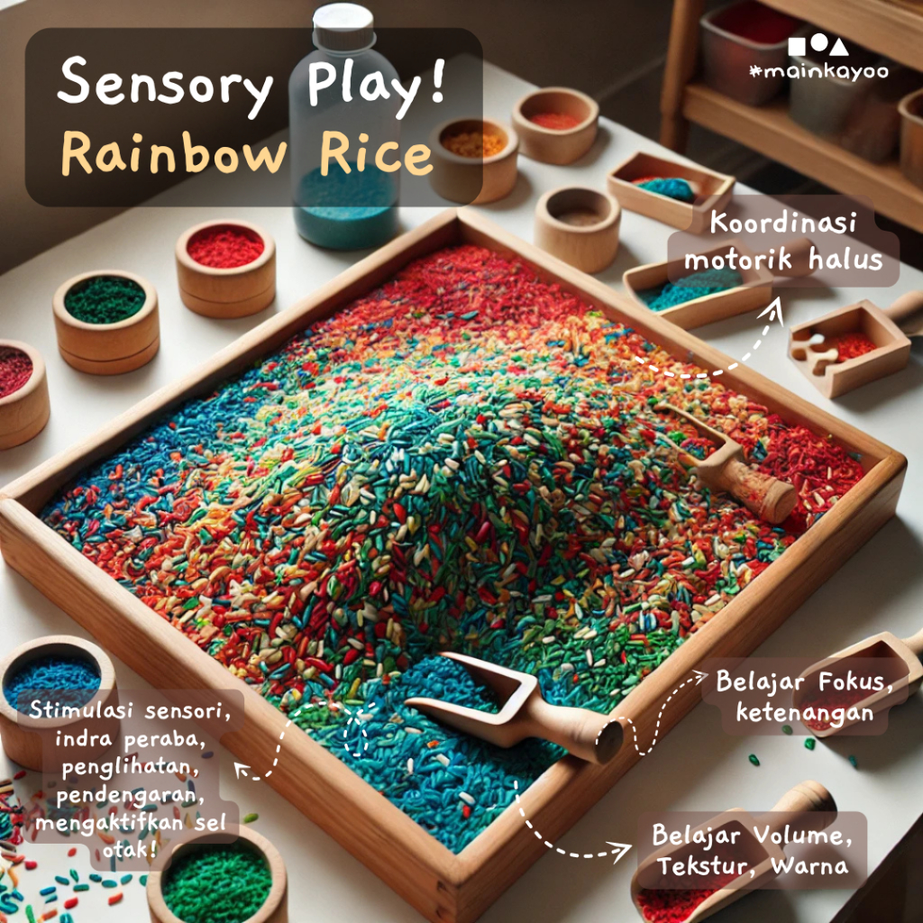 Jual Sensory Play - Rainbow Rice - Mainan Montessori Sensori Beras ...